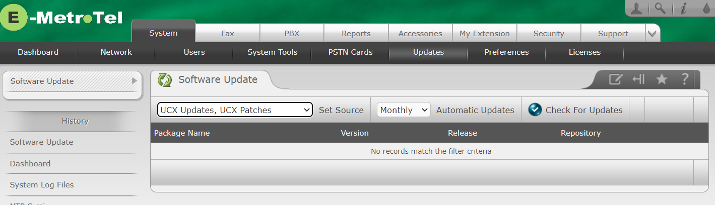 System – Updates – Documentation E-MetroTel